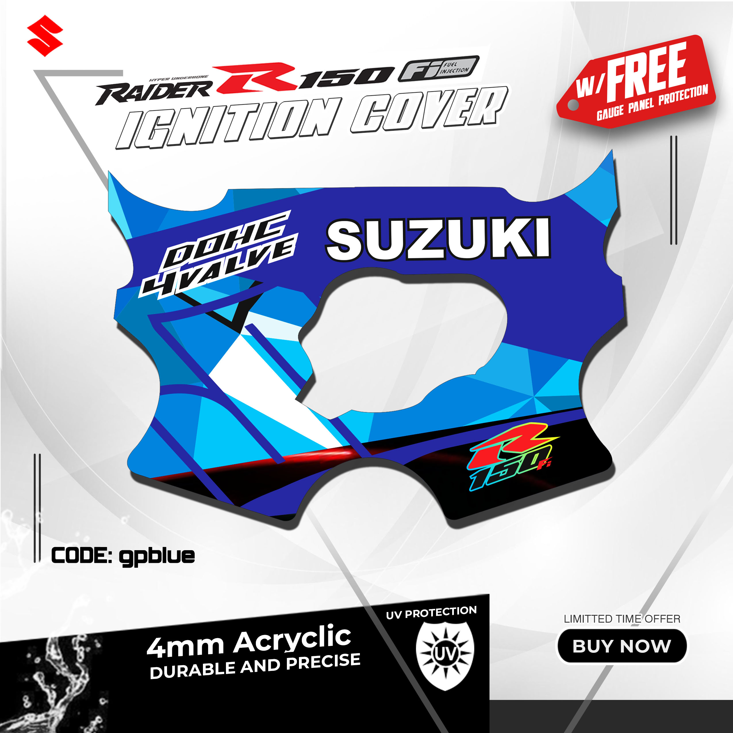 Suzuki Raider 150 Fi Ignition Cover: 4mm Acrylic Handle Crown ...