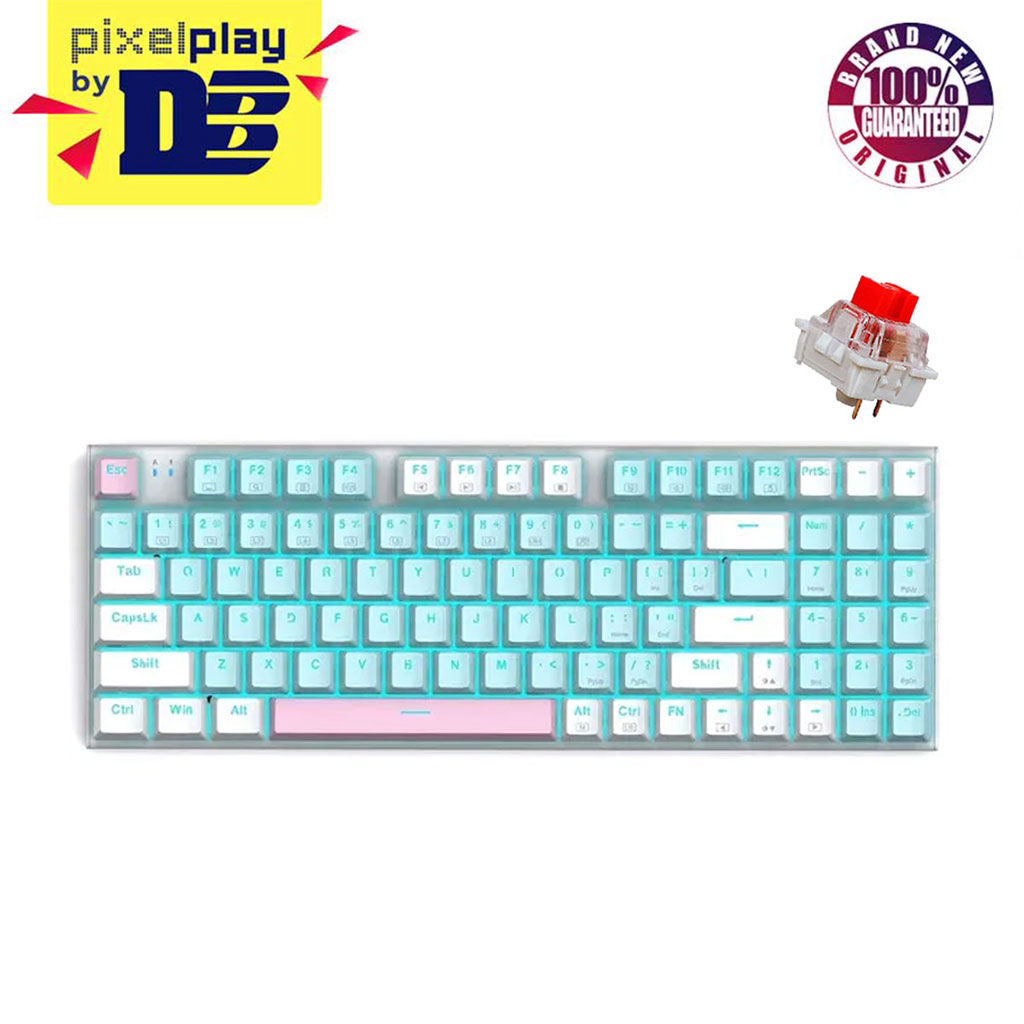 E-YOOSO Z-19 Single Light 94 Keys Hot Swappable Mechanical Keyboard Blue/White (Red Switch ...