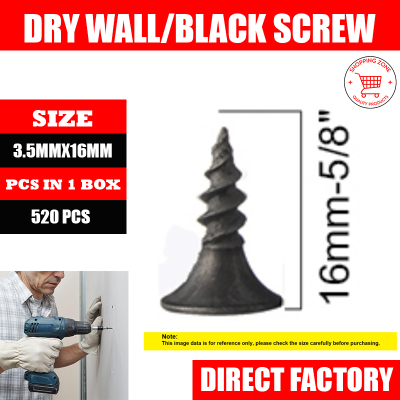 1 BOX BLACK SCREW / GYPSUM SCREW FOR WOOD / SCREW FOR GYPSUM BOARD ...