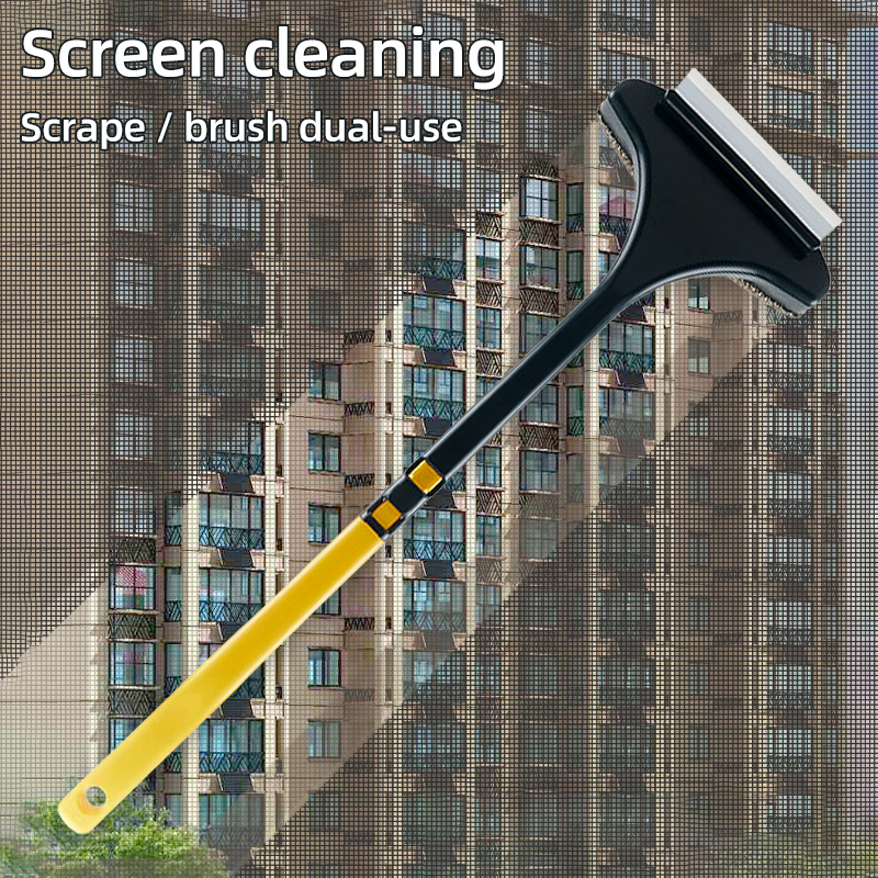 2 In 1 Window Screen Cleaner Brush With Long Handle Window Brush Double ...