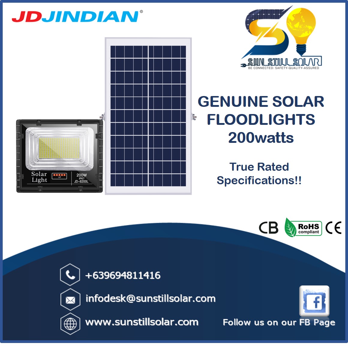 GENUINE JD-JINDIAN!!!! SOLAR FLOODLIGHTS / 200 WATTS / IP 67 / TRUE ...