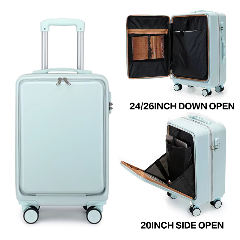 Full Front Open Luggage Laptop Pocket Suitcase 20/24/26inch Luggage Trolley Travel Bag ...