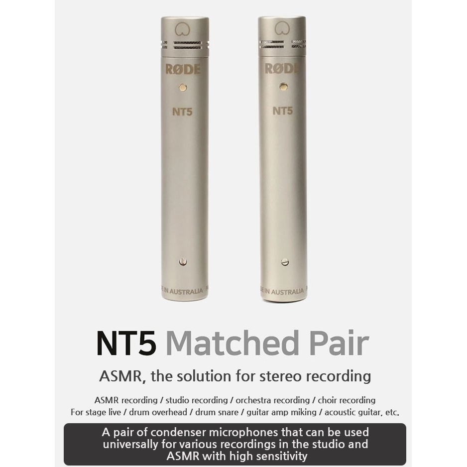 Rode NT5 Matched Pair ASMR Studio Recording Compact Cardioid Condenser Microphones | Lazada PH