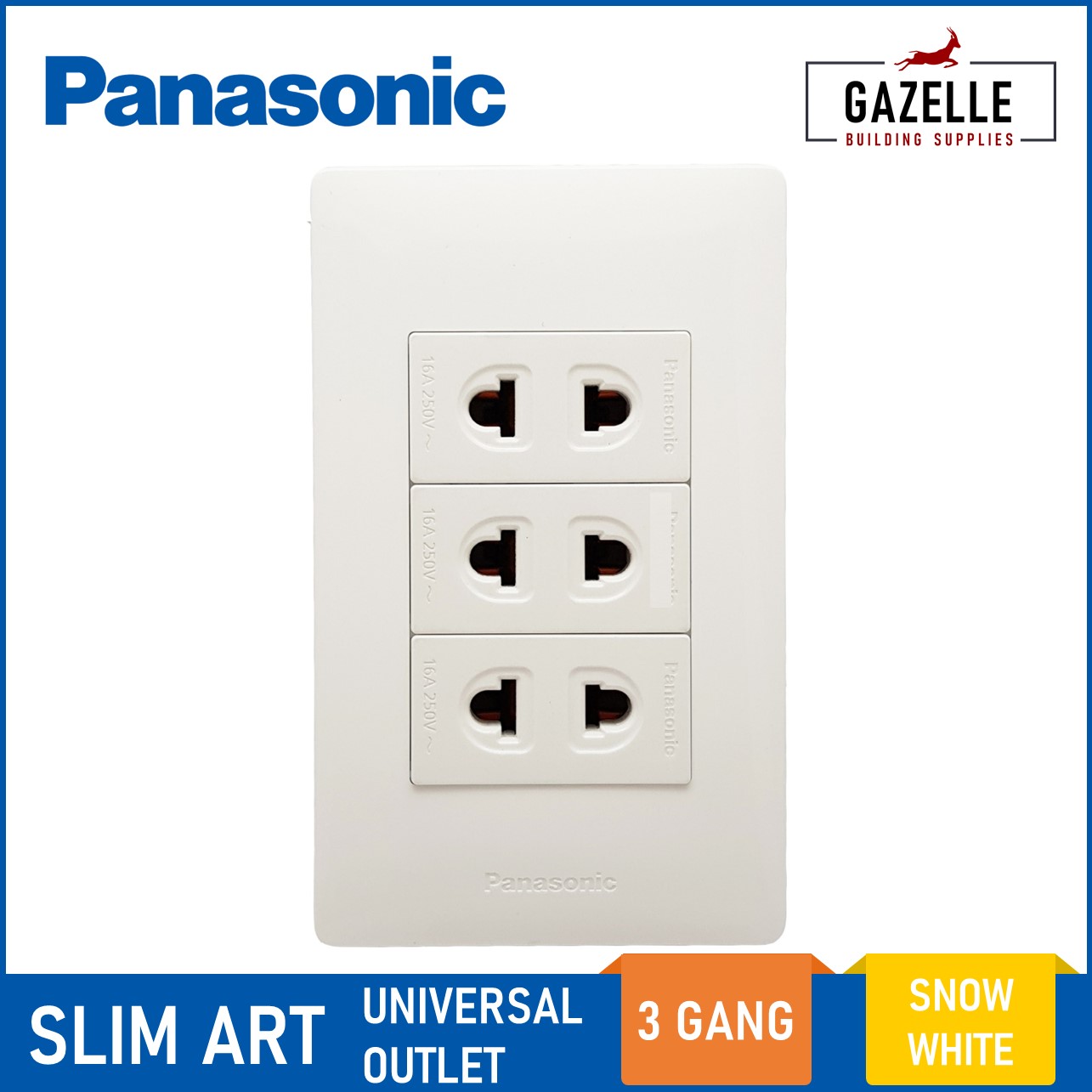Panasonic Slim Art Universal Outlet - 3 Gang (Snow White / Metallic ...