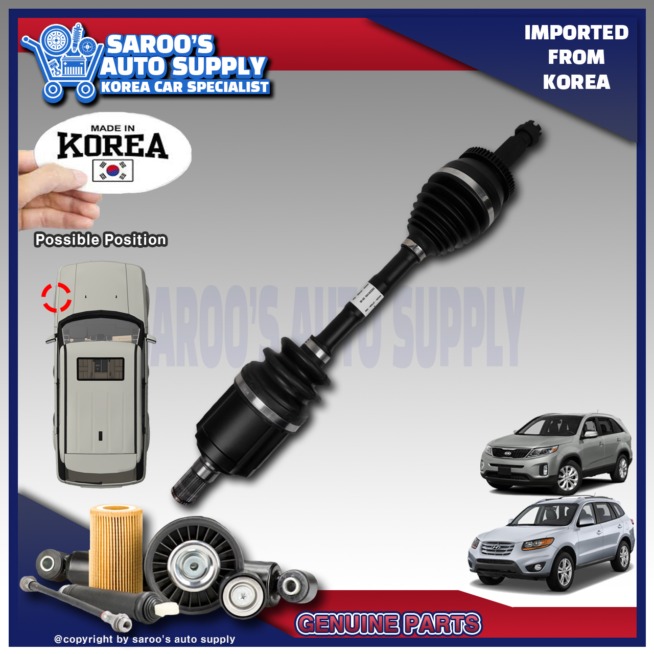 CV Joint / Drive Shaft For Santa Fe 2010-2012, Sorento , 2009-2012 ...