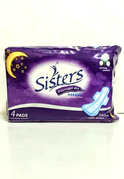 Sisters Sanitary Napkin Overnight Dry Super Heavy Flow With Wings 340mm ...