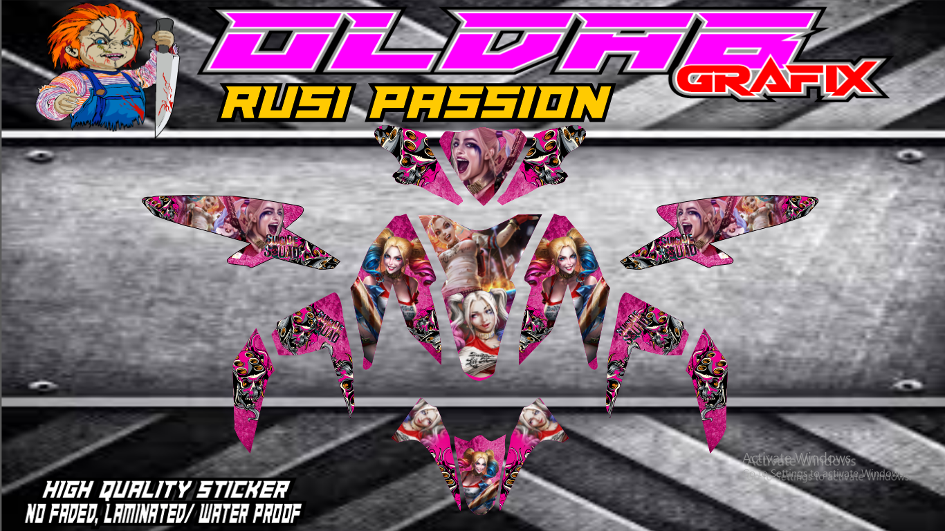 RUSI PASSION 125 STICKER DECALS, HARLEY QUINN, 105 | Lazada PH