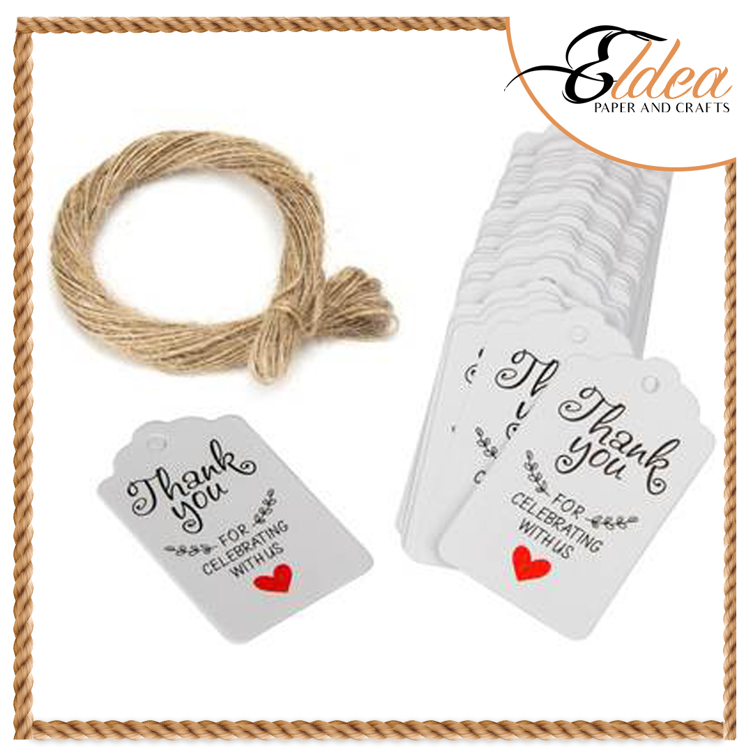 100pcs with twine, Tags, Thank you tag, Gift Tags, Souvenir tags, for ...