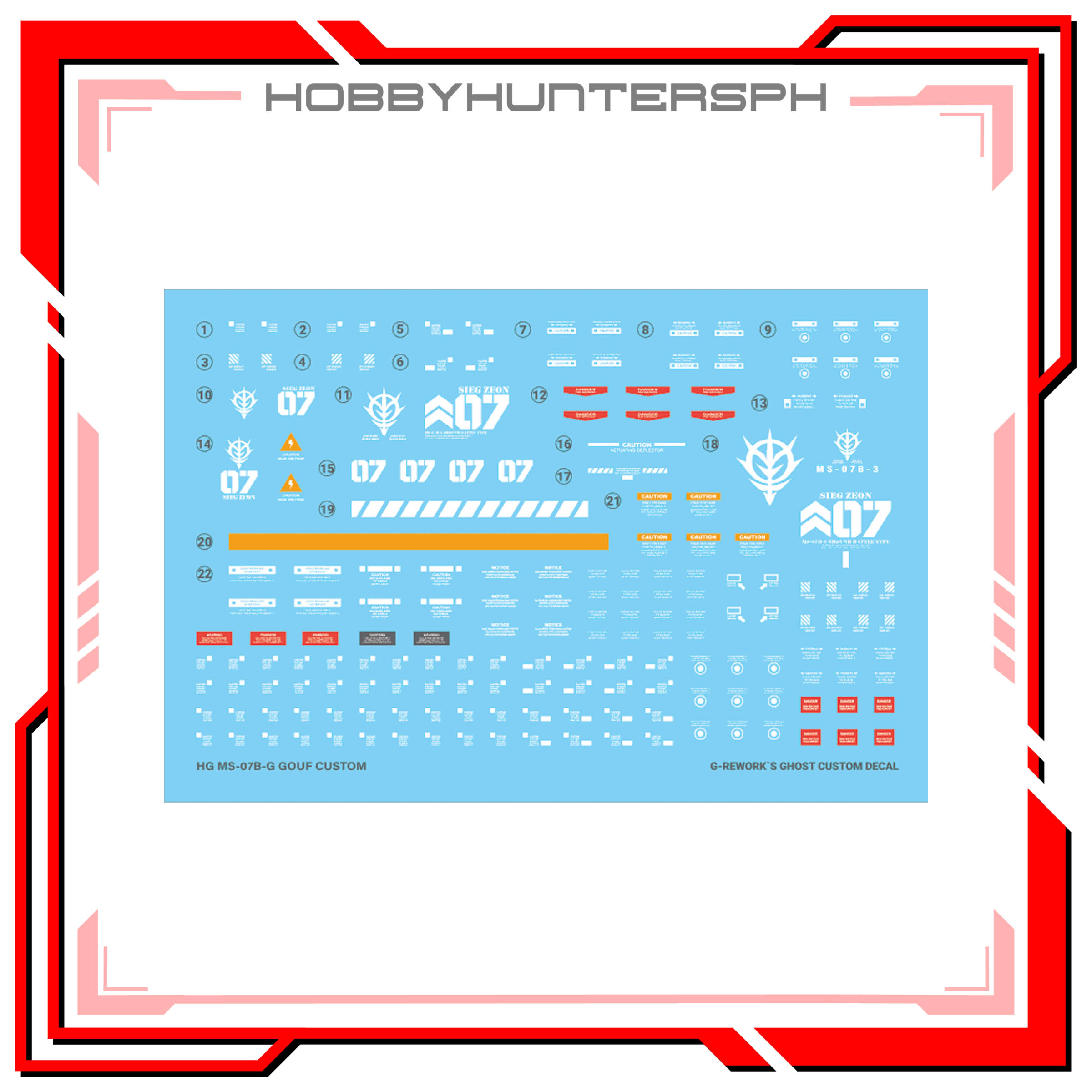 G-Rework HG MS-07B Gouf Custom Waterslide Decals | Lazada PH