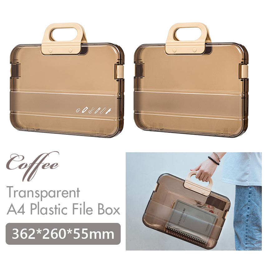 Transparent File Box Document Storage A4 File Drawing Paper Folder Hand ...