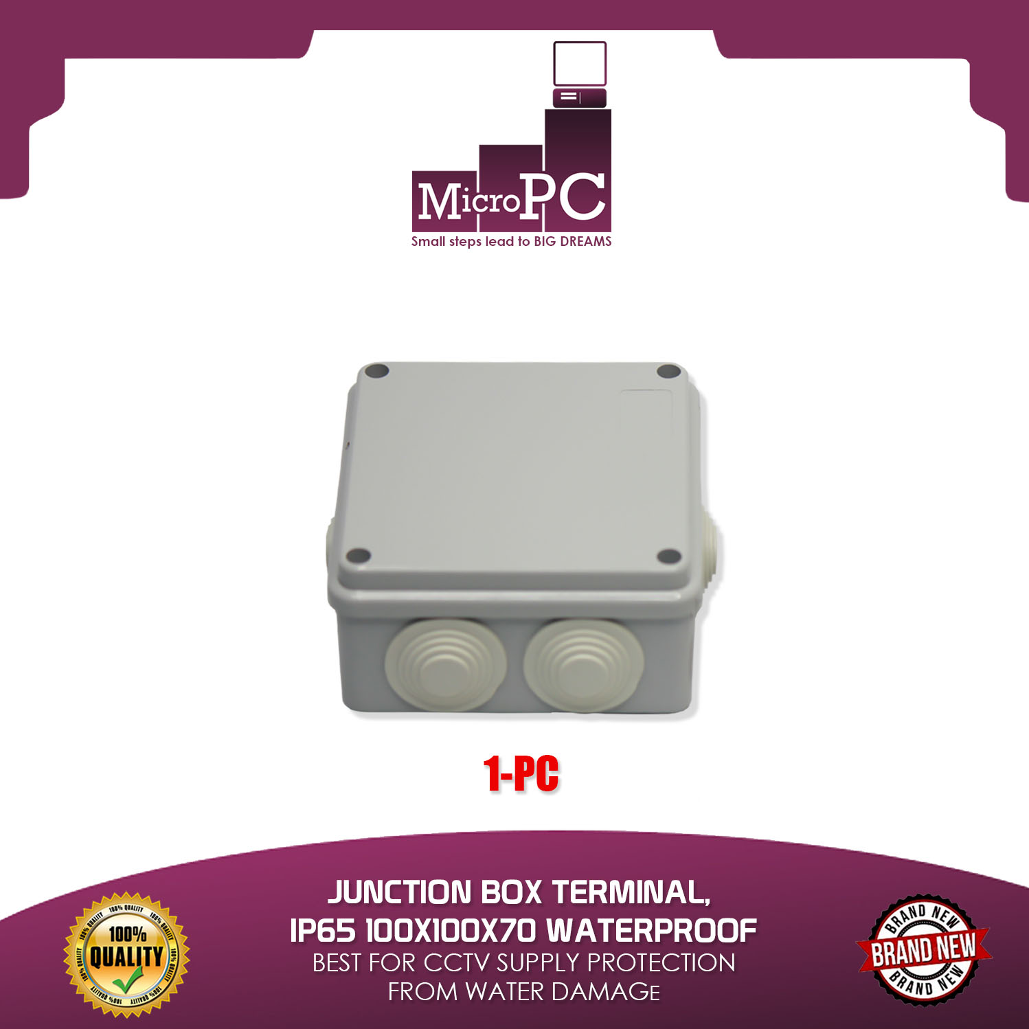 JUNCTION BOX TERMINAL, IP65 100X100X70 WATERPROOF, BEST FOR CCTV SUPPLY ...
