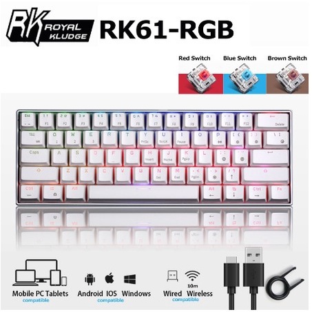 【PH STOCK】 Royal Kludge Gaming Keyboard RK61 RK71 Wireless Bluetooth 3.0 USB RGB Backlit ...