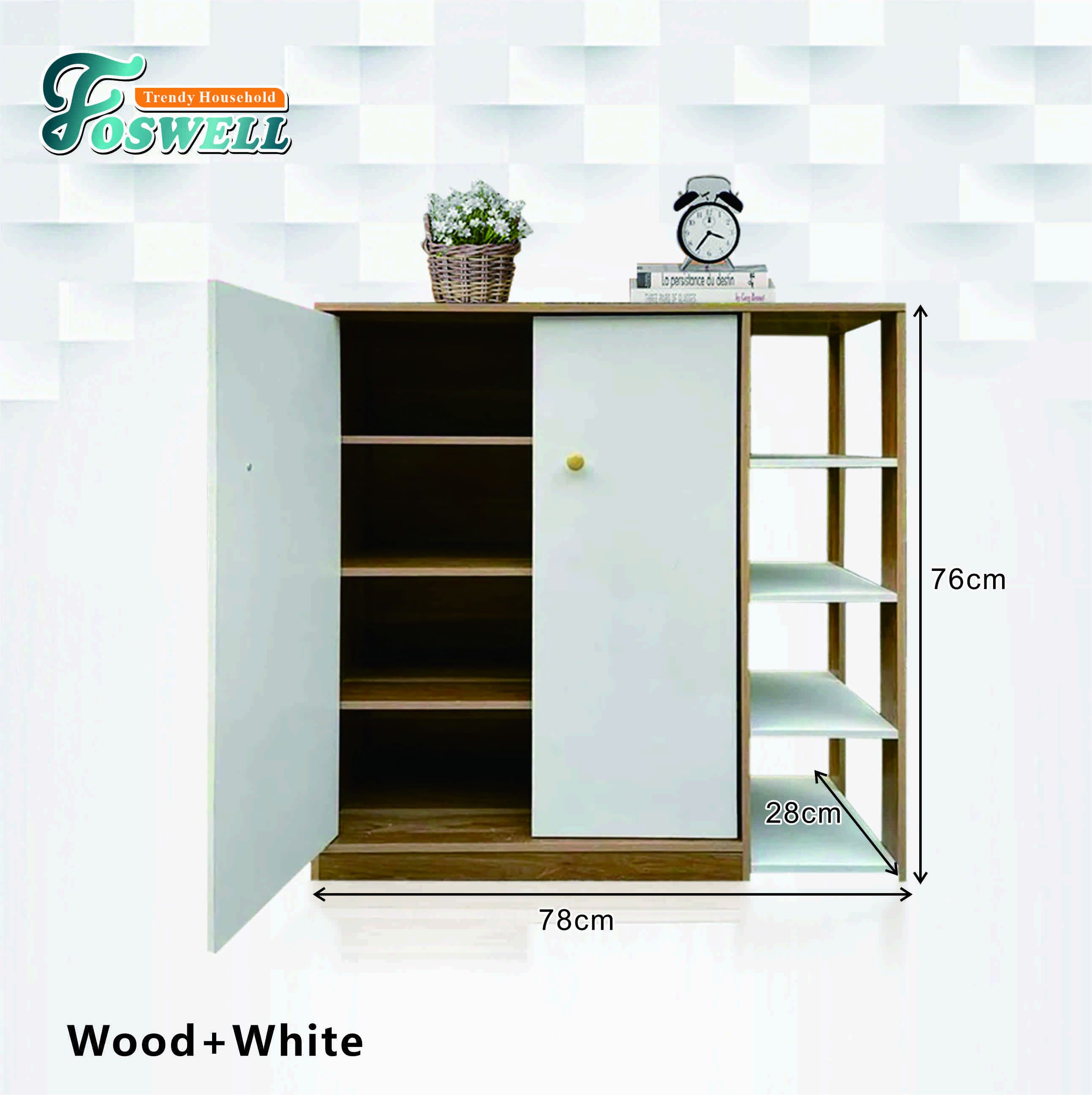 FOSWELL Shoe Cabinet Wooden Shoe Rack Multifunctional Shoe Cabinet ...