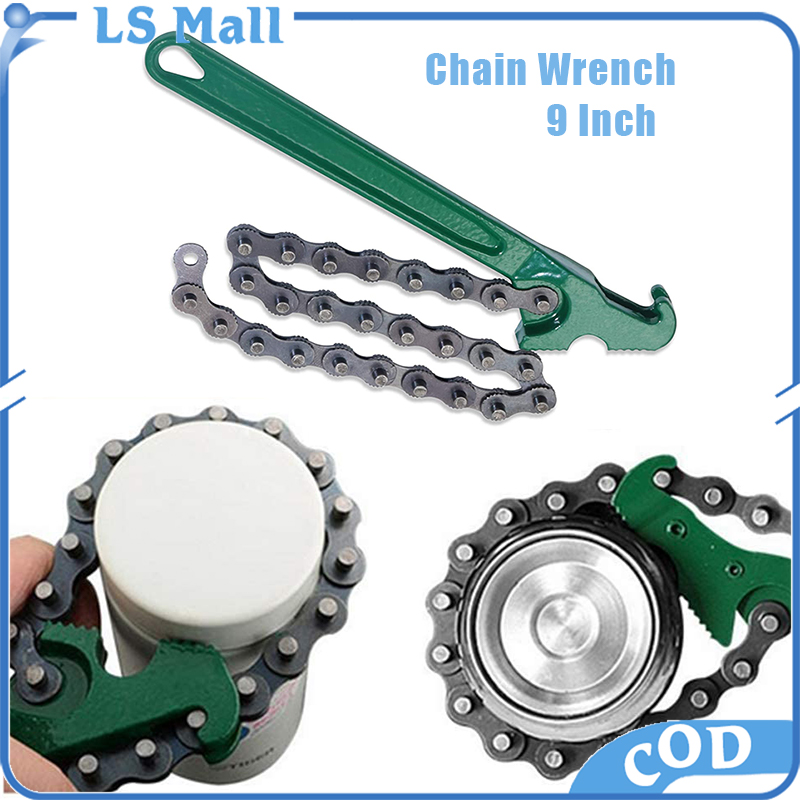 9 Inch Heavy Duty Ratcheting Chain Wrench Reversible Oil Filter Tool ...