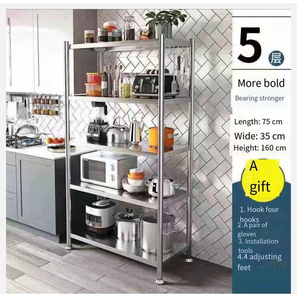 5 levels Kitchen Organizer Storage Rack Stainless Steel Kitchen Rack ...