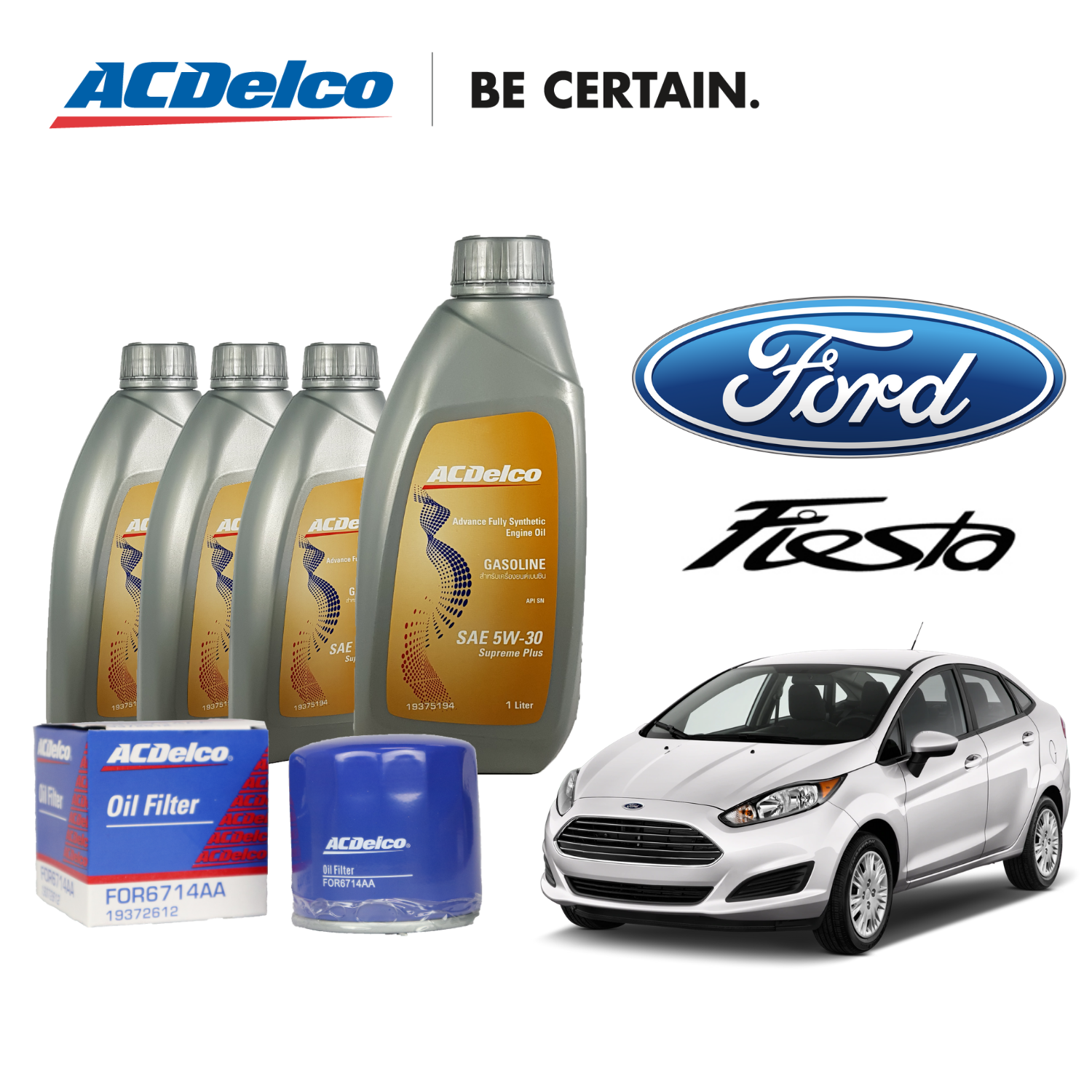 ACDelco Fully Synthetic 5W-30 Change Oil Bundle for Ford Fiesta 1.4L ...