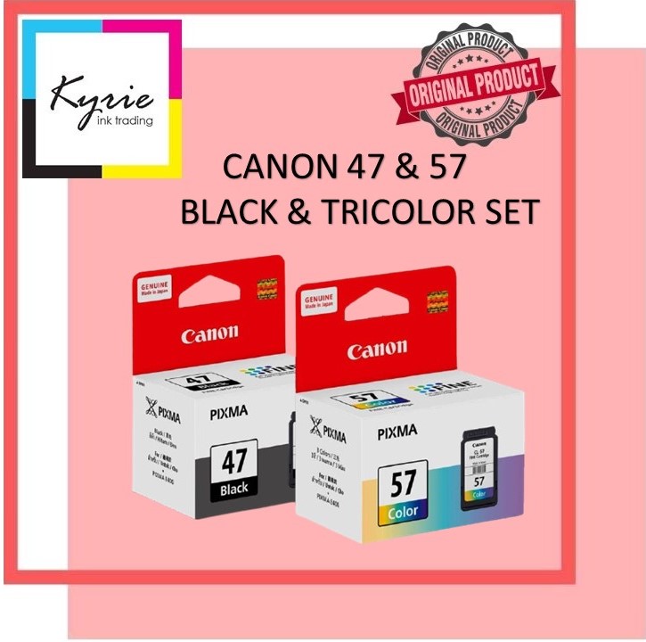 Canon 47& 57 PG-47 & CL-57 Black and Tricolor Original Ink Cartridge ...