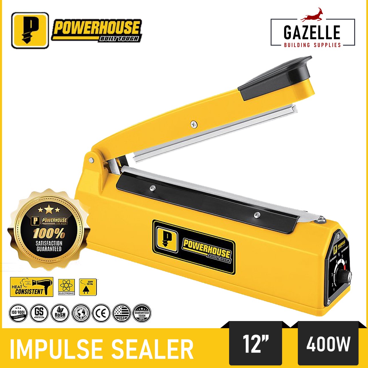 PowerHouse Impulse Plastic Sealer Machine w/ High Temperature ...