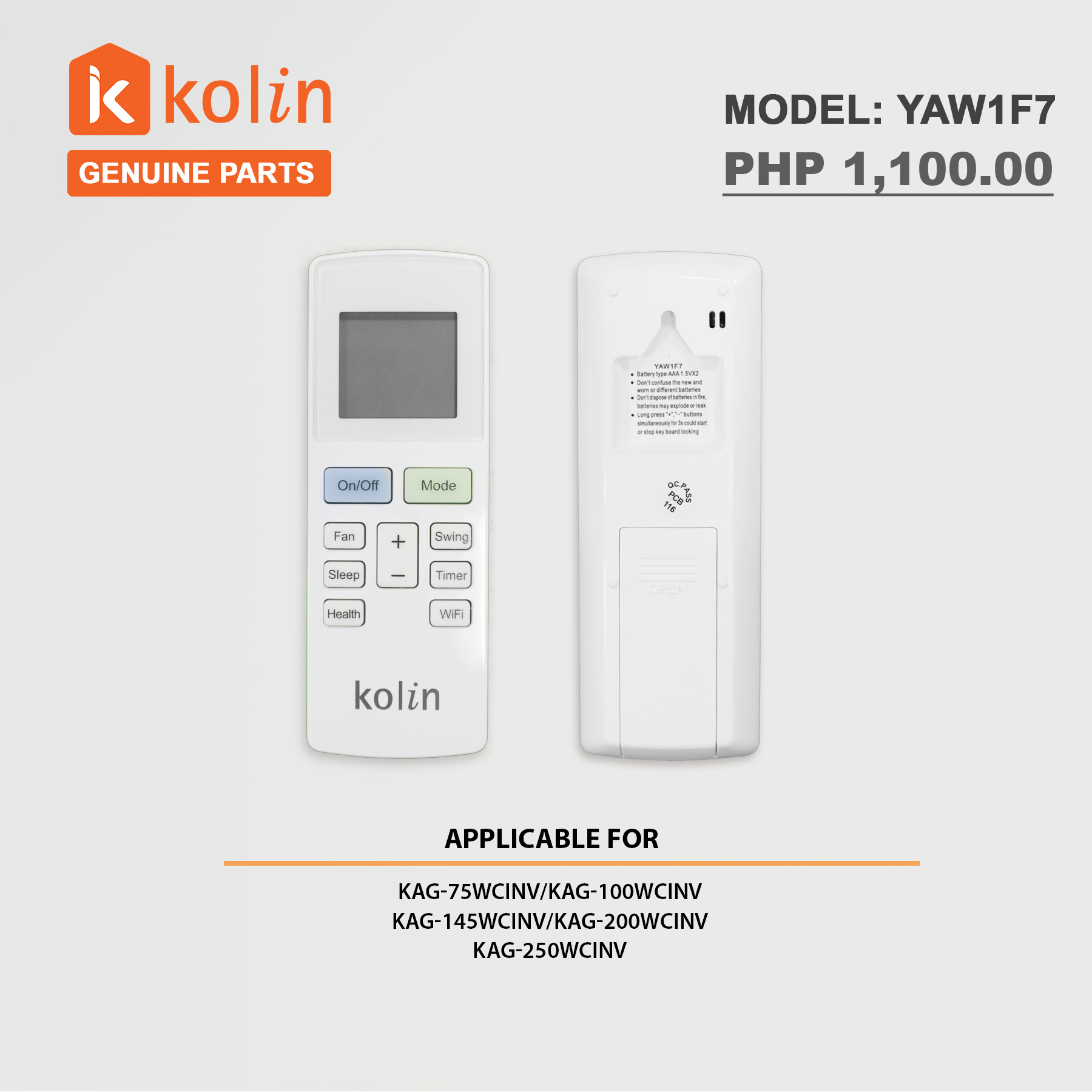 YAW1F7 - KOLIN REMOTE CONTROL | Lazada PH