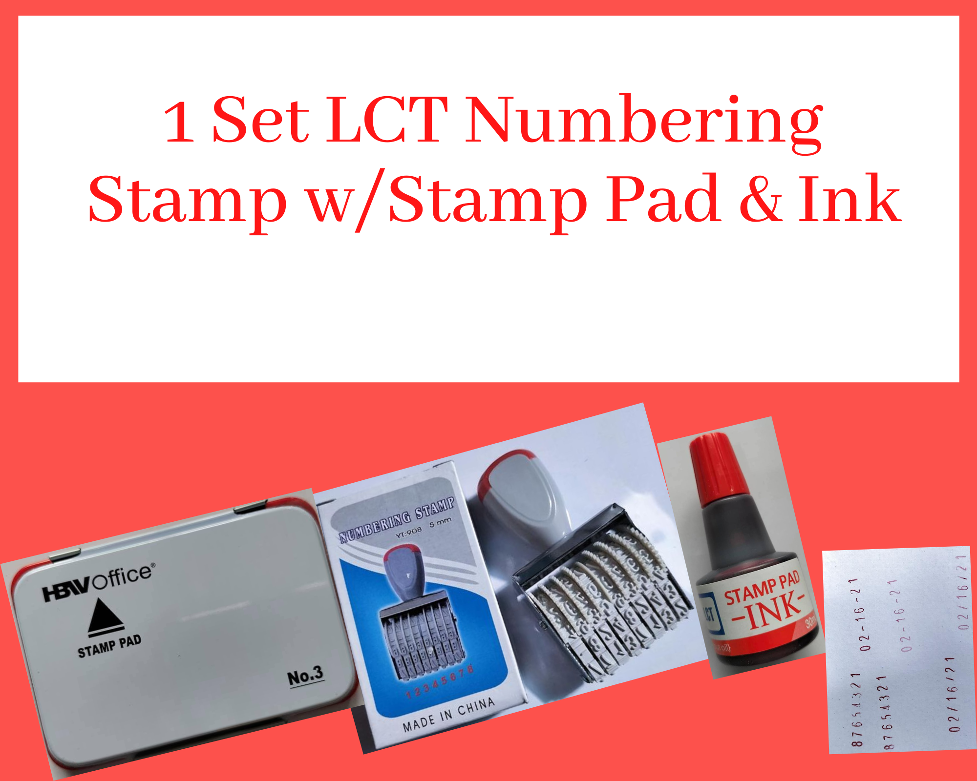 1 Set LCT Numbering Stamp w/ Stamp Pad & Ink | Lazada PH