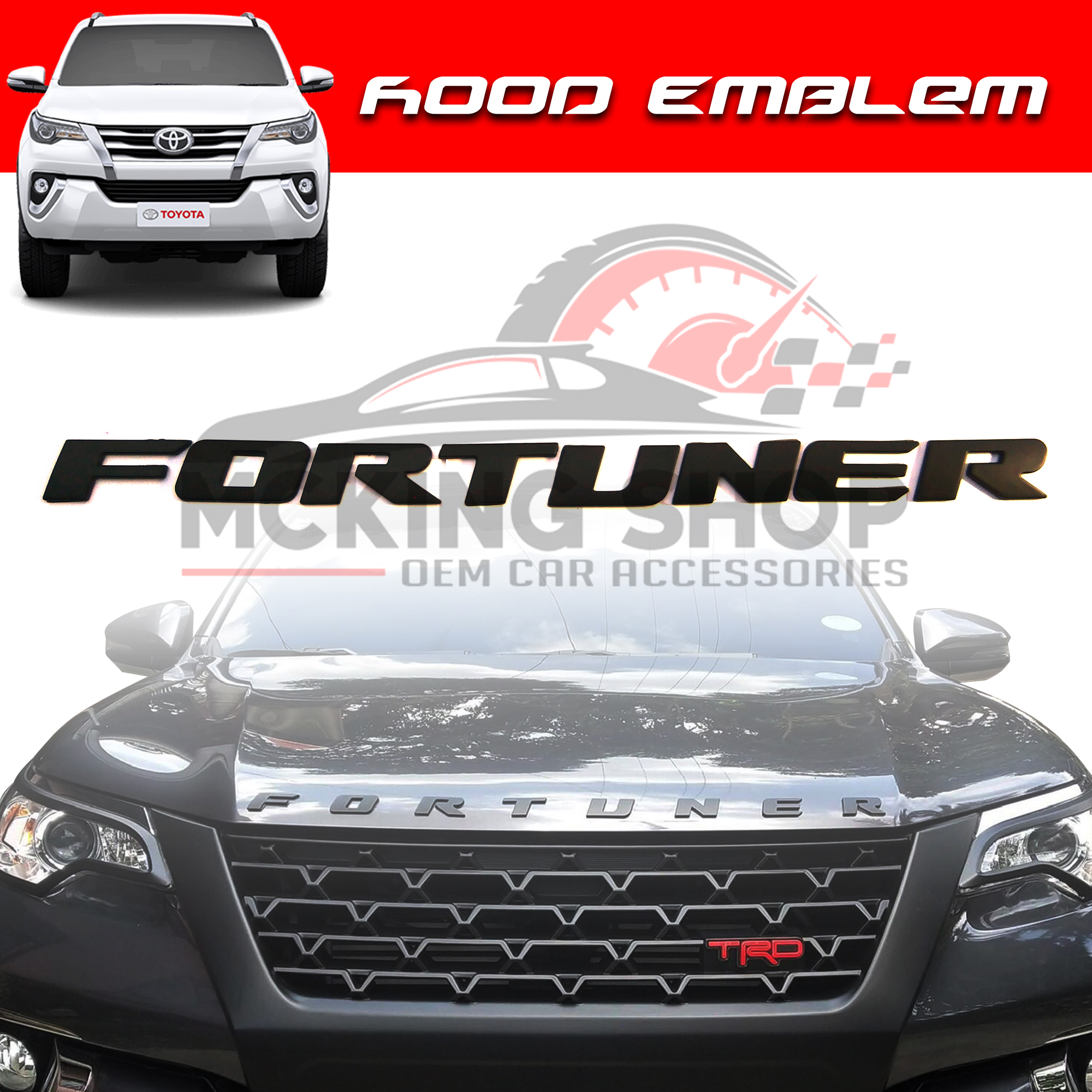 Toyota Fortuner Hood Emblem Matte Black | Lazada PH