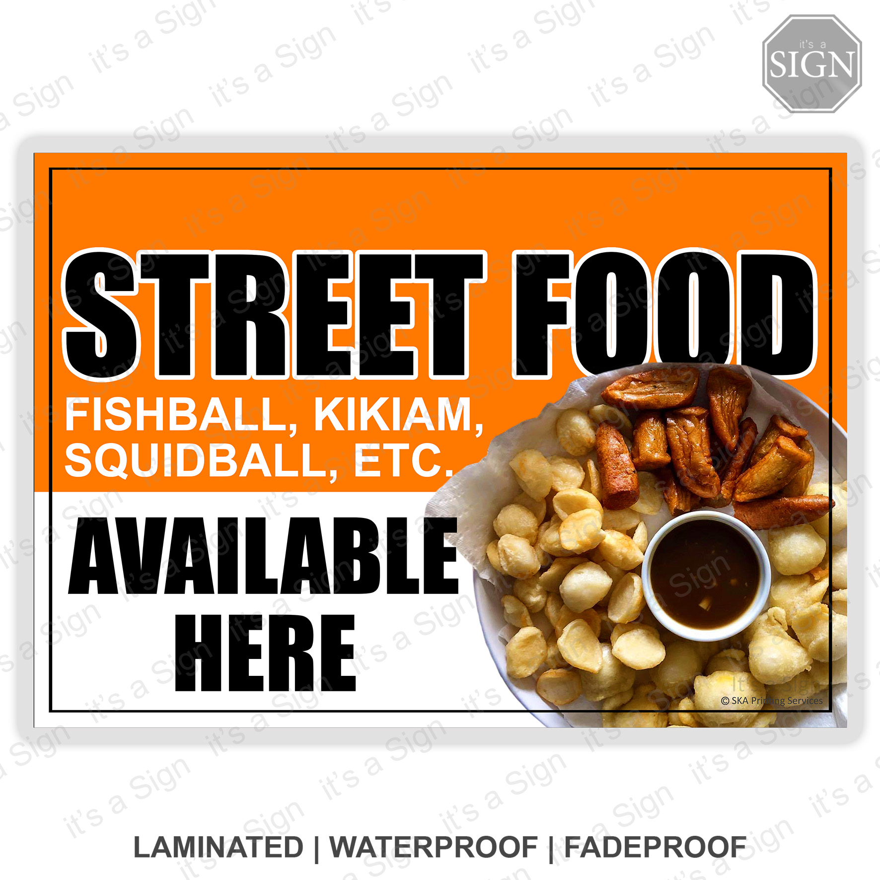 Street Food Fishball Kikiam Snack Store Sign - Laminated Signage Label ...
