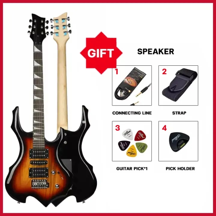 KAWES Shaped Sycamore Wood Electric Guitar Acoustic Guitar 24 Tone ...