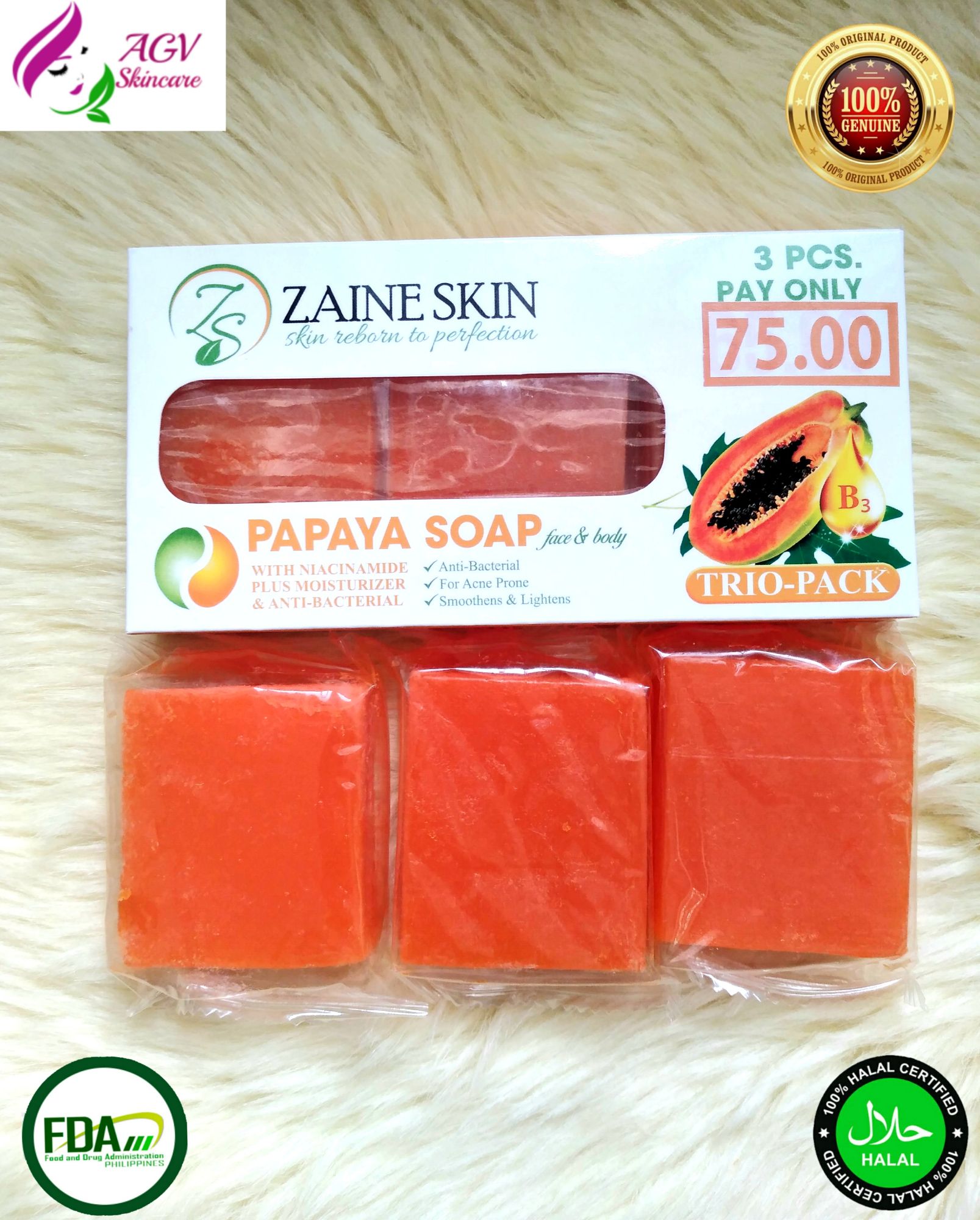 ZAINE SKIN (SET OF 3-New Packaging) KOJIC WHITENING SOAP 3X90 grms ...