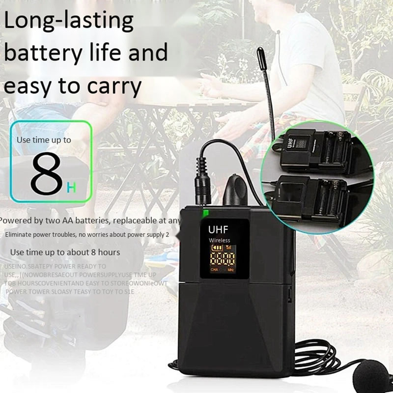 UHF Dual Channel Wireless Lavalier Microphone, Wireless Lavalier ...