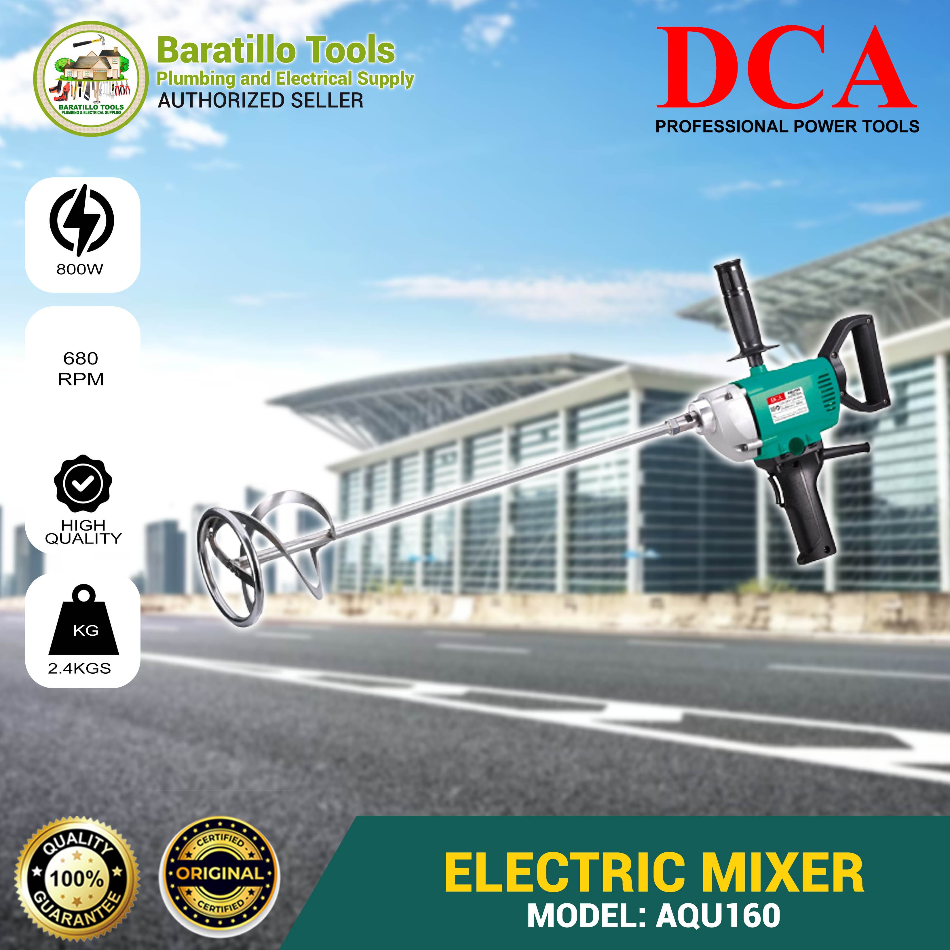 DCA ELECTRIC Mixer Drill for Mixing Grout Paint Mortar Mud Plaster ...
