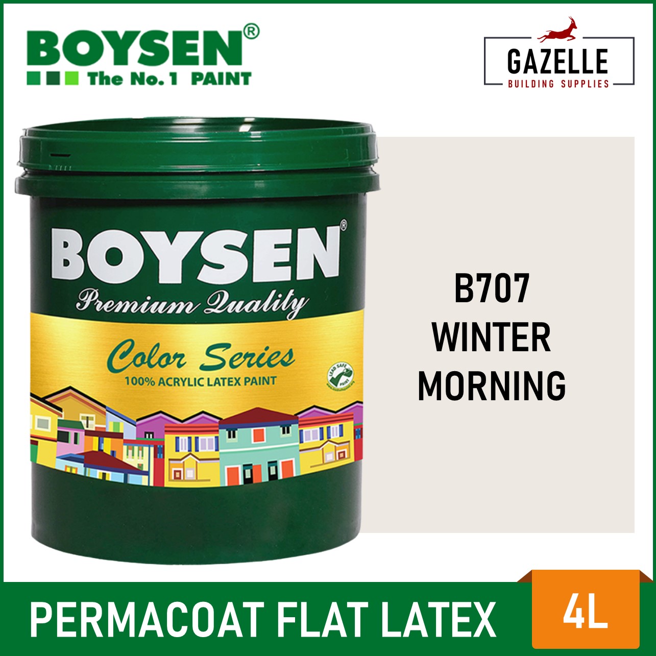 Boysen Color Series Permacoat Flat Latex Winter Morning B707 Acrylic ...