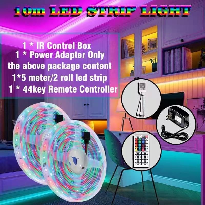 KS Decorative Strip Lights 5m/10m 600 LED Rgb Strip Light w/44 Keys ...