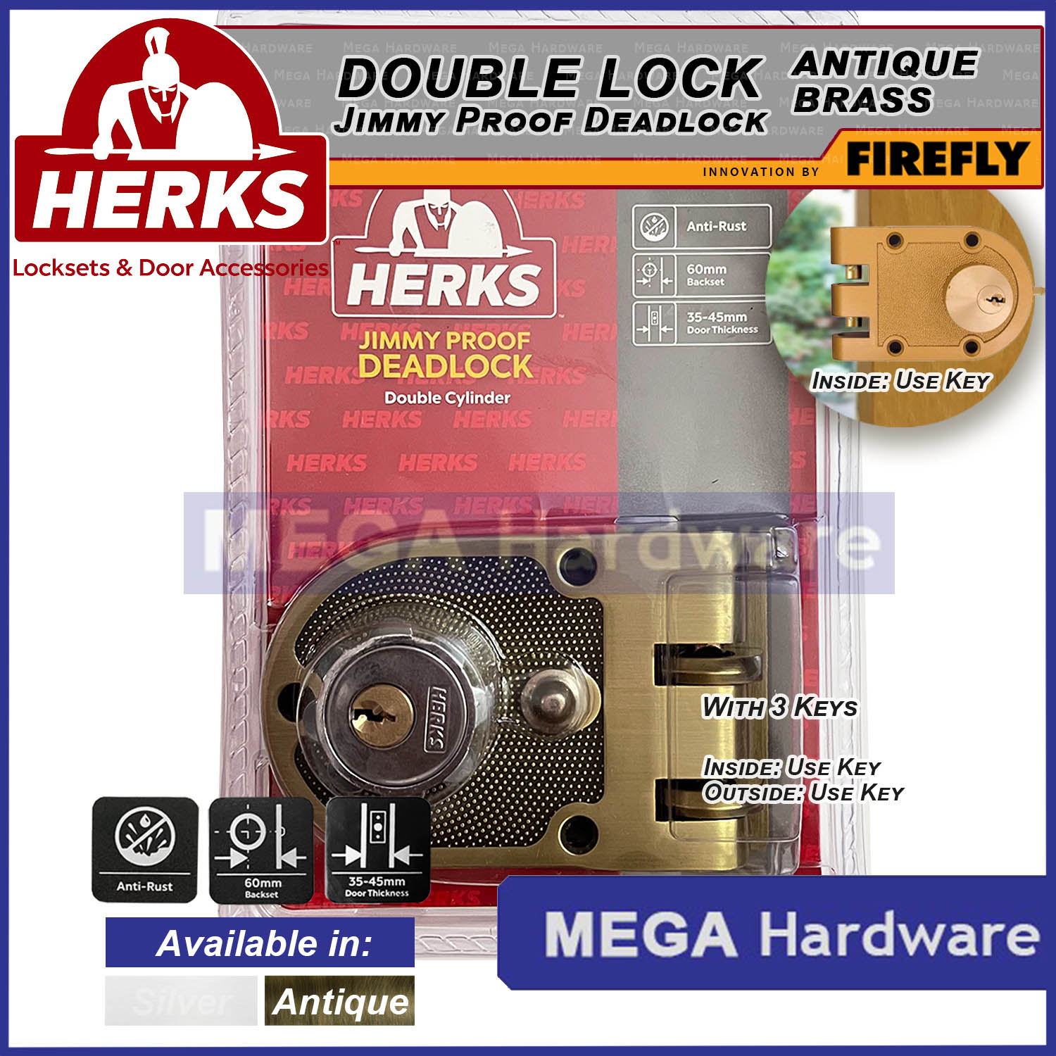 MAXILOCK Sliding Door Lock / Rim Lock - Single or Double (deadlock ...