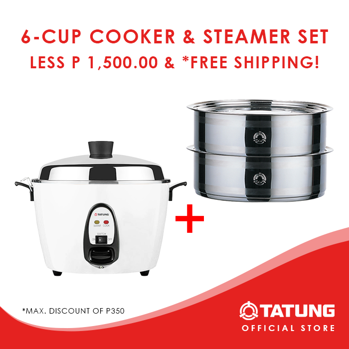 TATUNG 6-Cup Capacity Rice Cooker & 2-Layer Steamer Bundle Set | Lazada PH