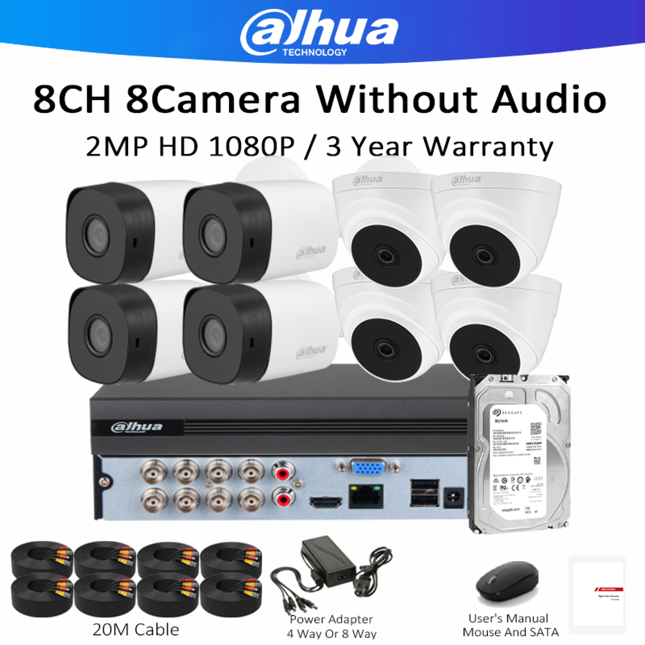 Dahua CCTV Camera Package Set 2MP HD Smart IR CCTV Set Package 4 Camera ...