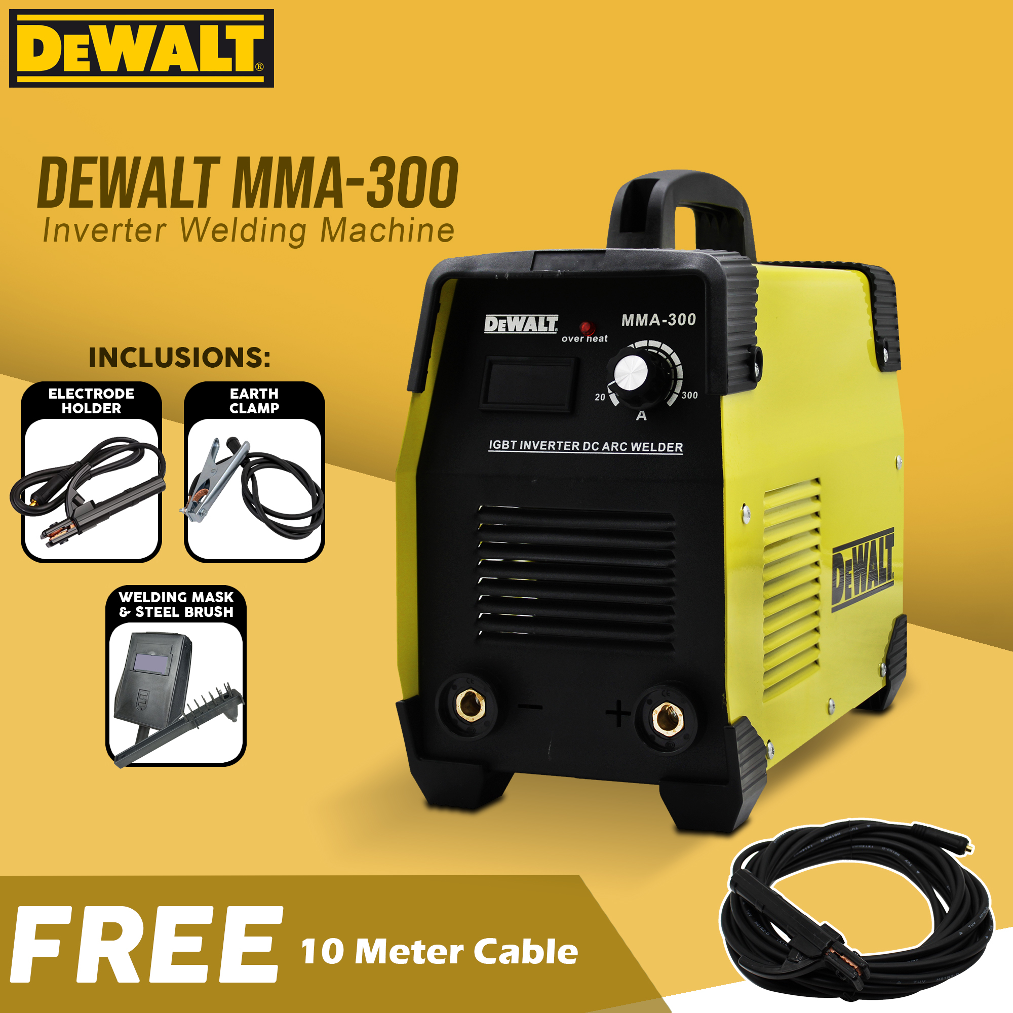 DeWALT MMA-300 IGBT Inverter DC ARC Welding Machine (FREE 10meter Cable) | Lazada PH