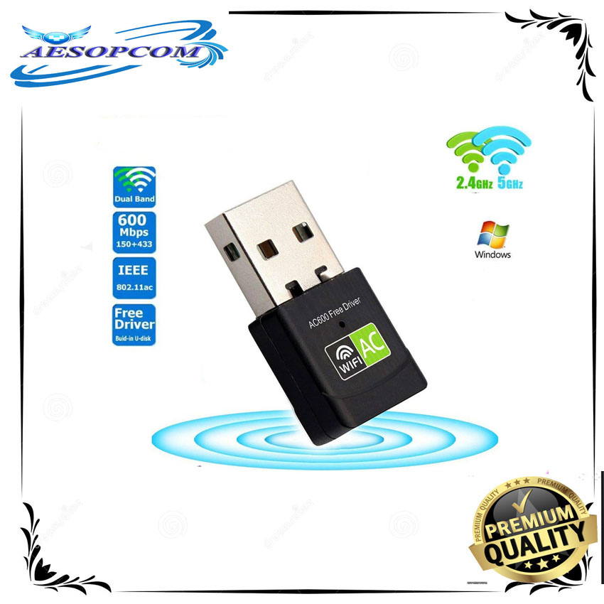 Free Driver USB Wifi Adapter 600Mbps 2.4gh+5ghz USB Ethernet PC Wi-Fi ...