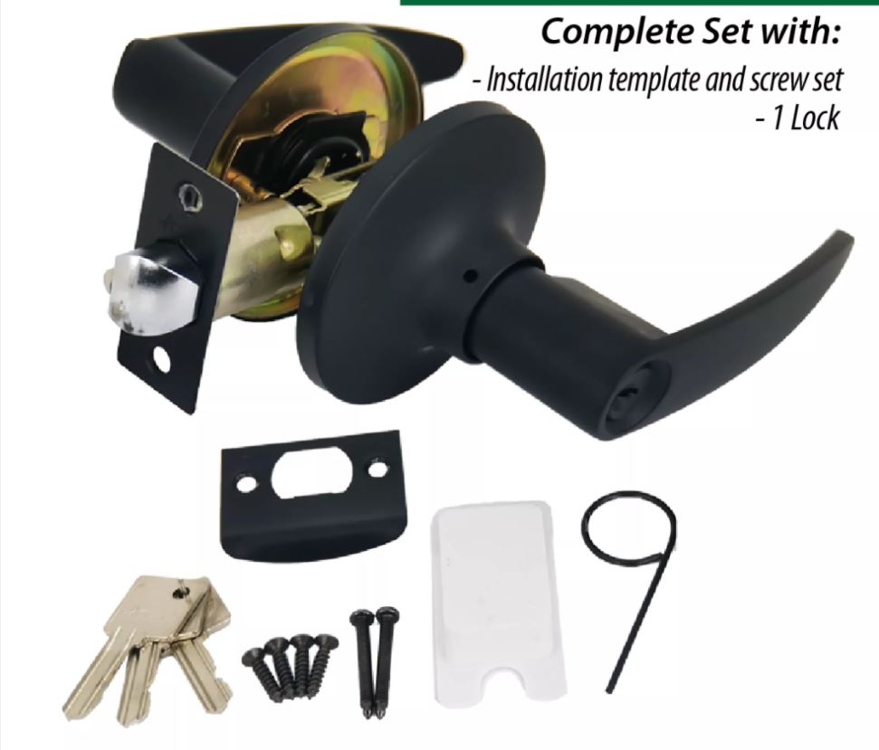 Matte Black Door Handle Slim Lever type design/ Keyed entry Door lock ...