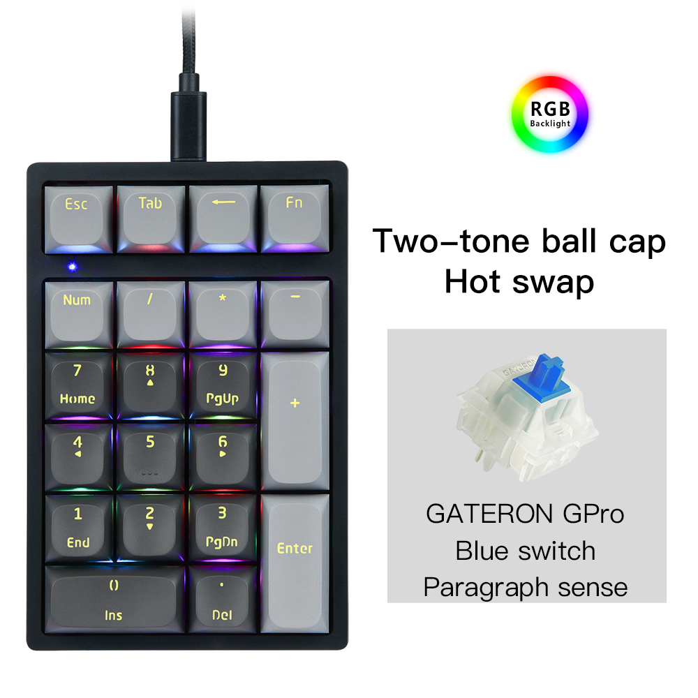 Motospeed K3 Numeric Mechanical Gaming Keyboard 21 Keys RGB Backlight With Hot Swap Custom ...