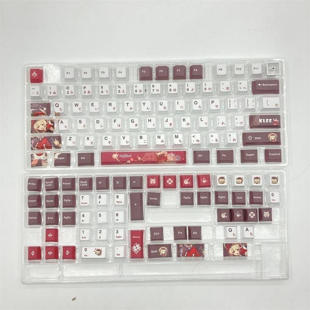 【CW】 128Keys Genshin Keycaps Klee PBT Profile Games Key Cap For ...