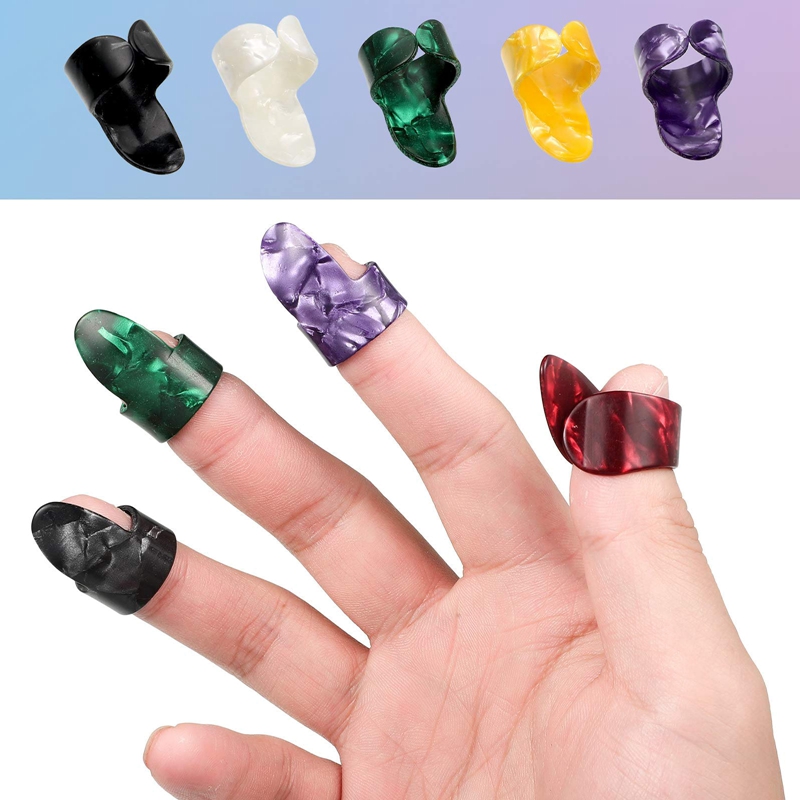 15 Pieces Guitar Picks Ring Thumb Finger Picks Stainless Steel Finger ...