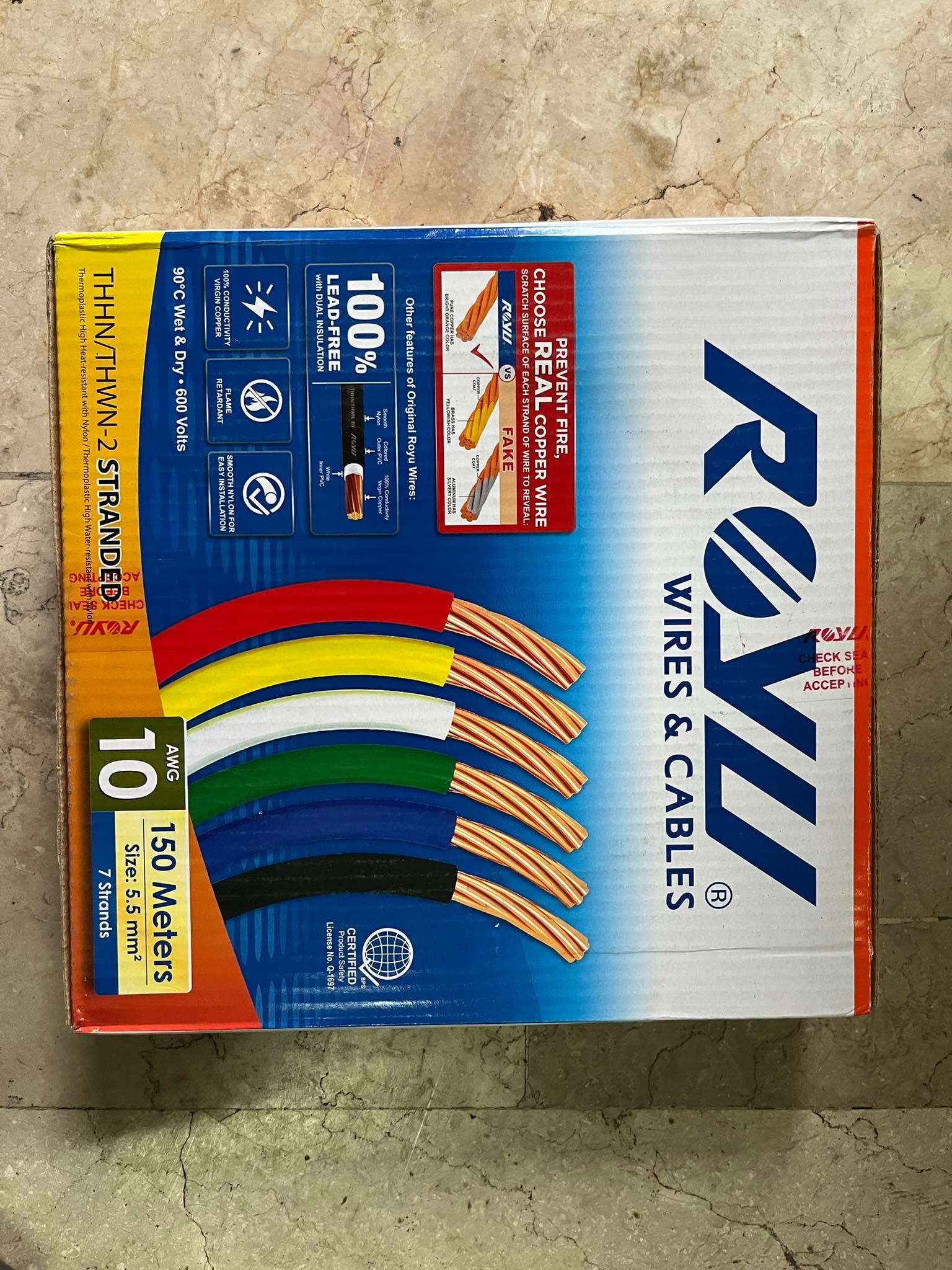 ROYU THHN Stranded Wire #10 ( 5.5mm² ) 150 Meters per Box | Lazada PH