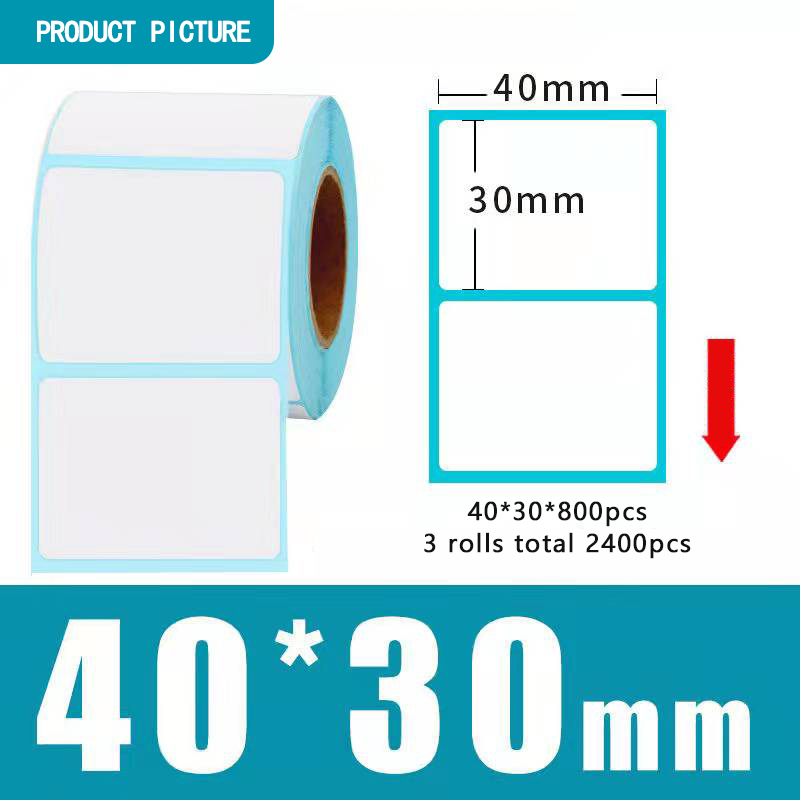 (2400pcs) 40x30mm Direct Thermal Barcode Sticker Paper Waterproof for ...
