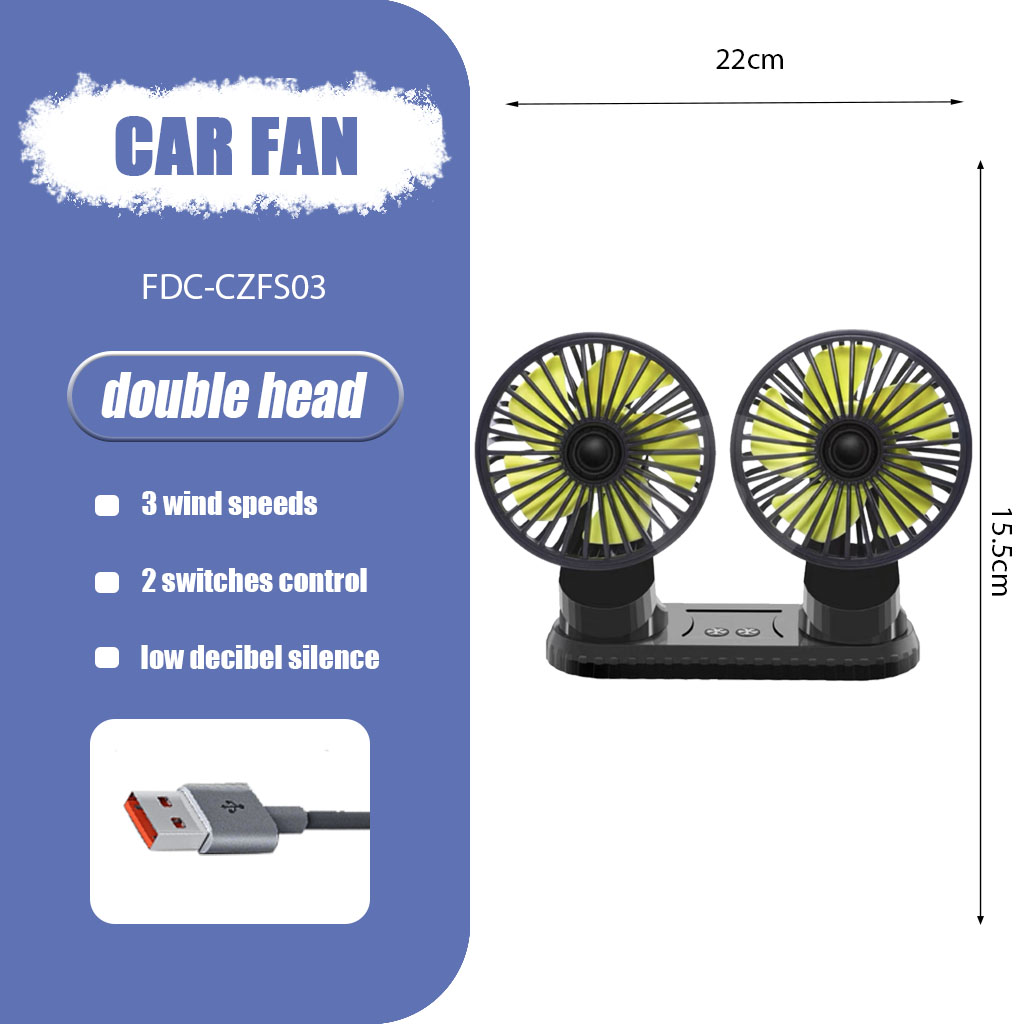 Double Headed Vehicle Car Fan 12V&24V 360° Rotatable Adjustable Car ...