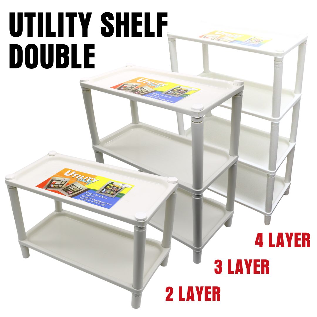 Utility Shelf Double 2, 3, 4 Layer Storage Organizer Utility Rack Home ...