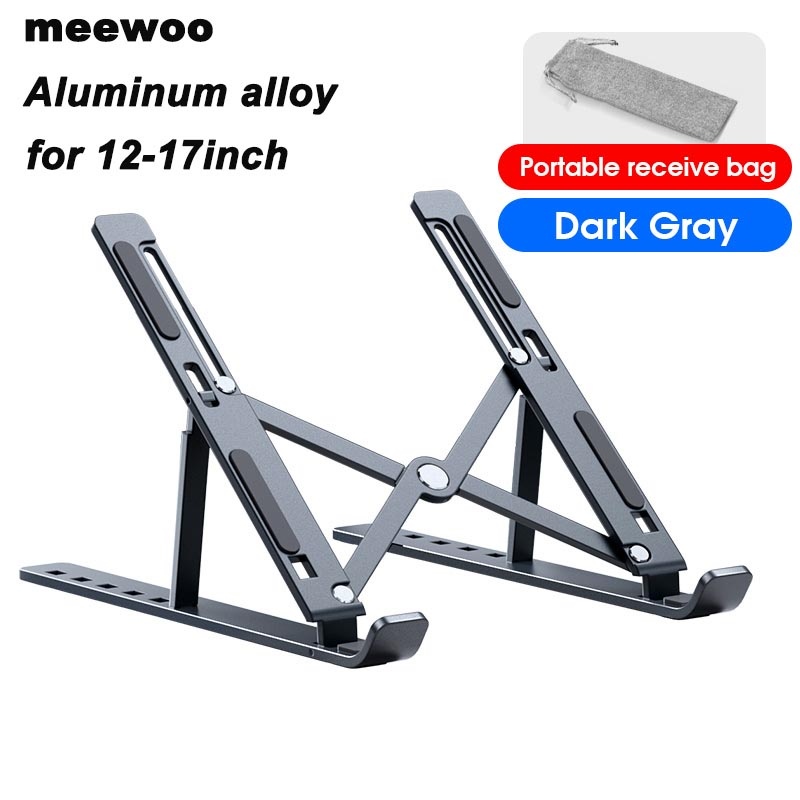 Meewoo Aluminum Laptop Stand Portable 6 Heights Adjustable Ventilated ...