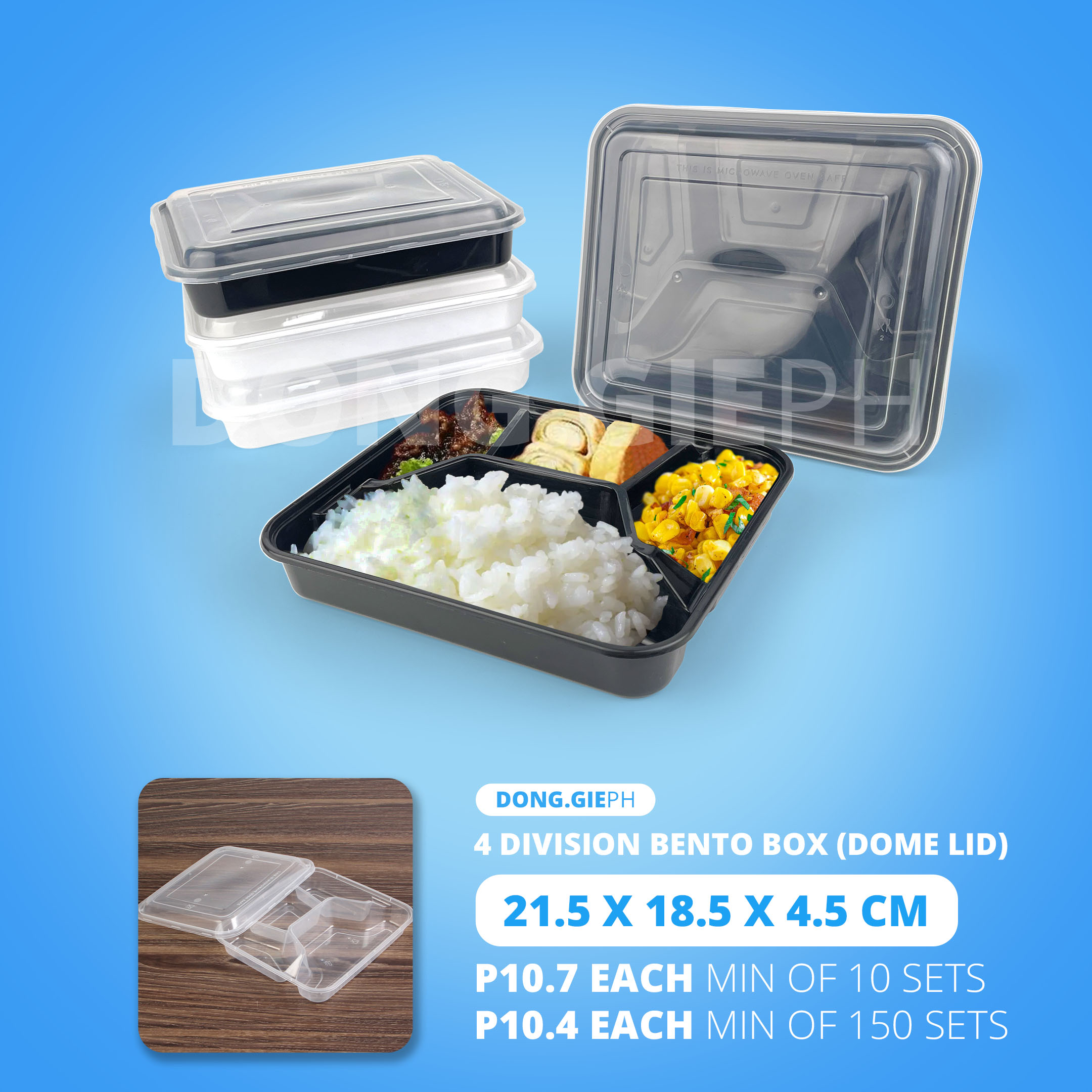 [25 PCS] 4 Division Microwaveable Bento Box (Hard Plastic Lid) | Lazada PH