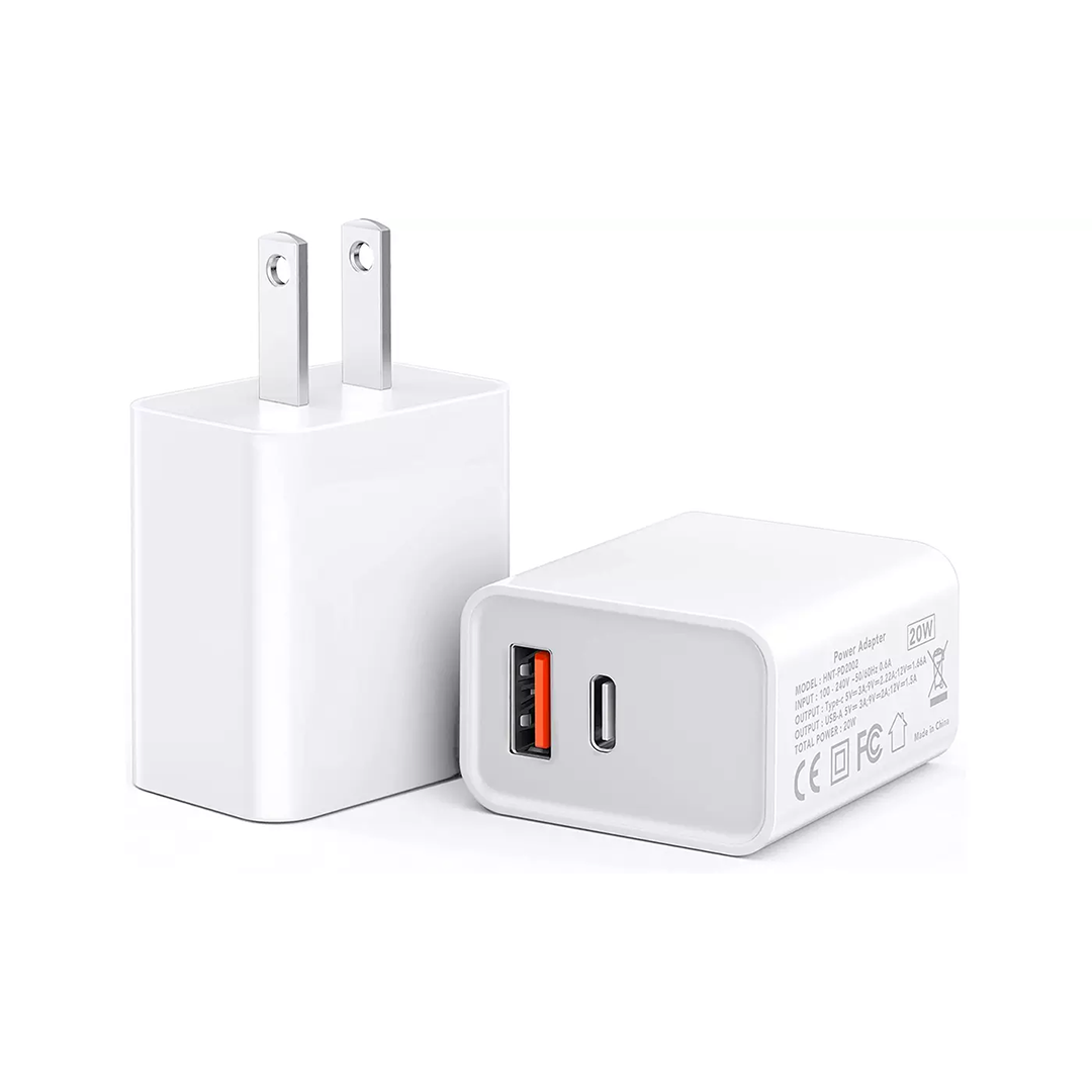 DUAL PORT ADAPTER - 2 PIN QUICK CHARGE POWER ADAPTER WALL CHARGER USB ...