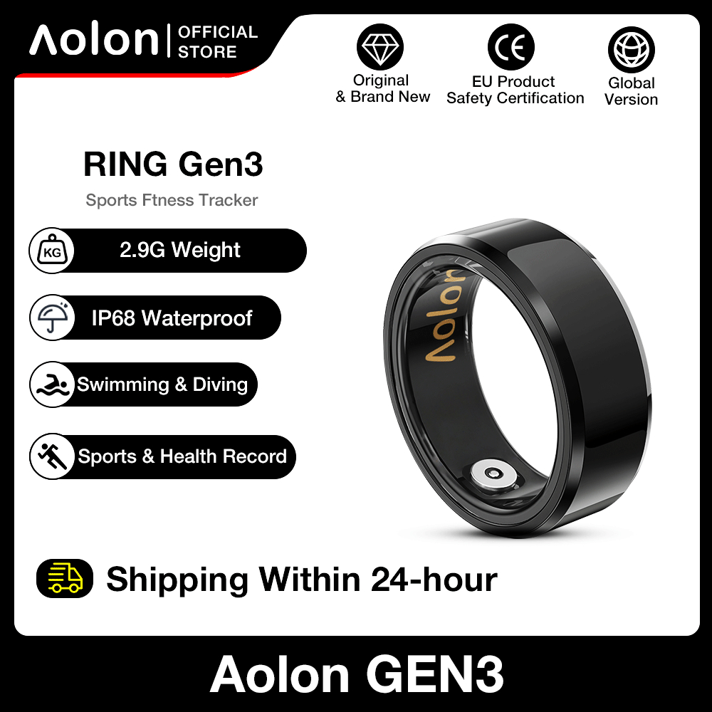 Aolon Ring Gen3 Smart Ring Heart Rate & Blood Oxygen Monitoring IP68 ...