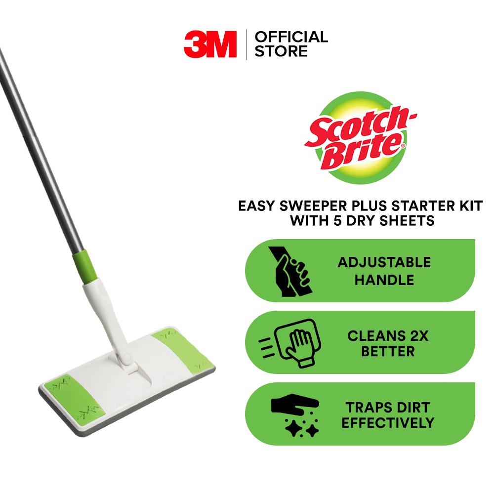 3M Scotch Brite Easy Sweeper Plus Mop, Raised cushion pad with ...